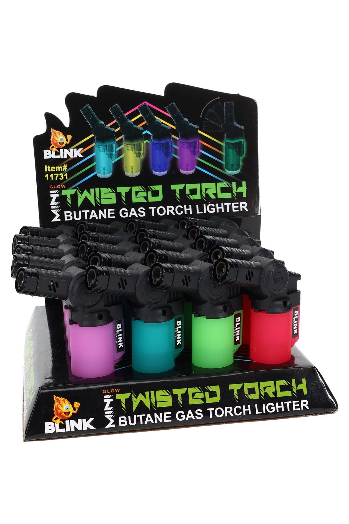 Blink Glow Mini Twisted Torch Lighters – 20-Count Display — Bong Outlet.Com