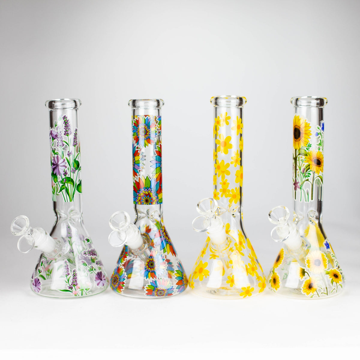 10" Glow in the dark Glass Bong With Flower Design — Bong Outlet.Com