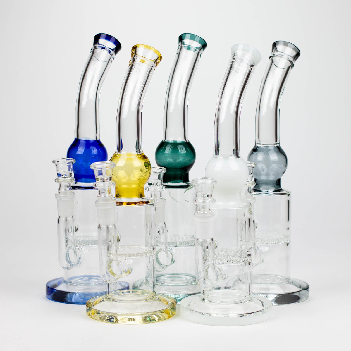 11" Color accented glass bong with honeycomb diffuser — Bong Outlet.Com
