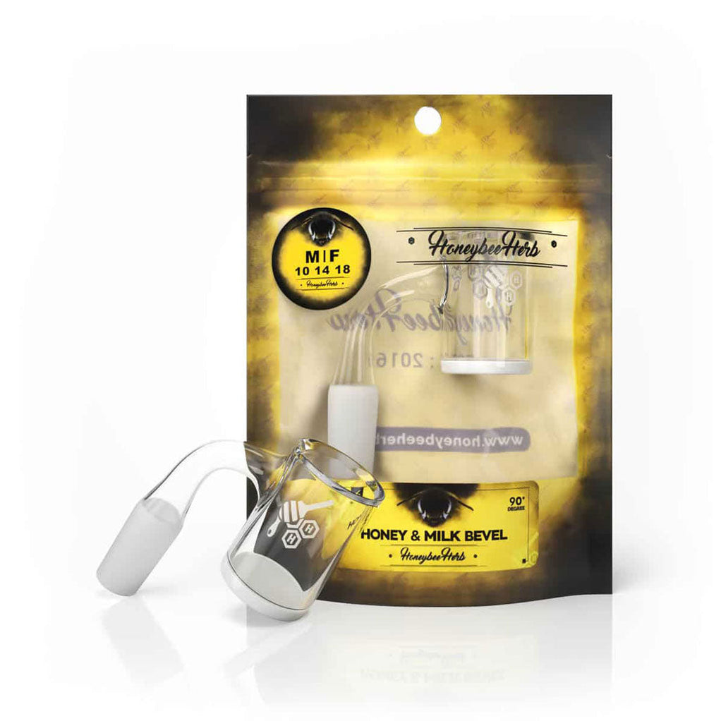 HONEY & MILK BEVEL QUARTZ BANGER - 90° DEGREE | YL — Bong Outlet.Com