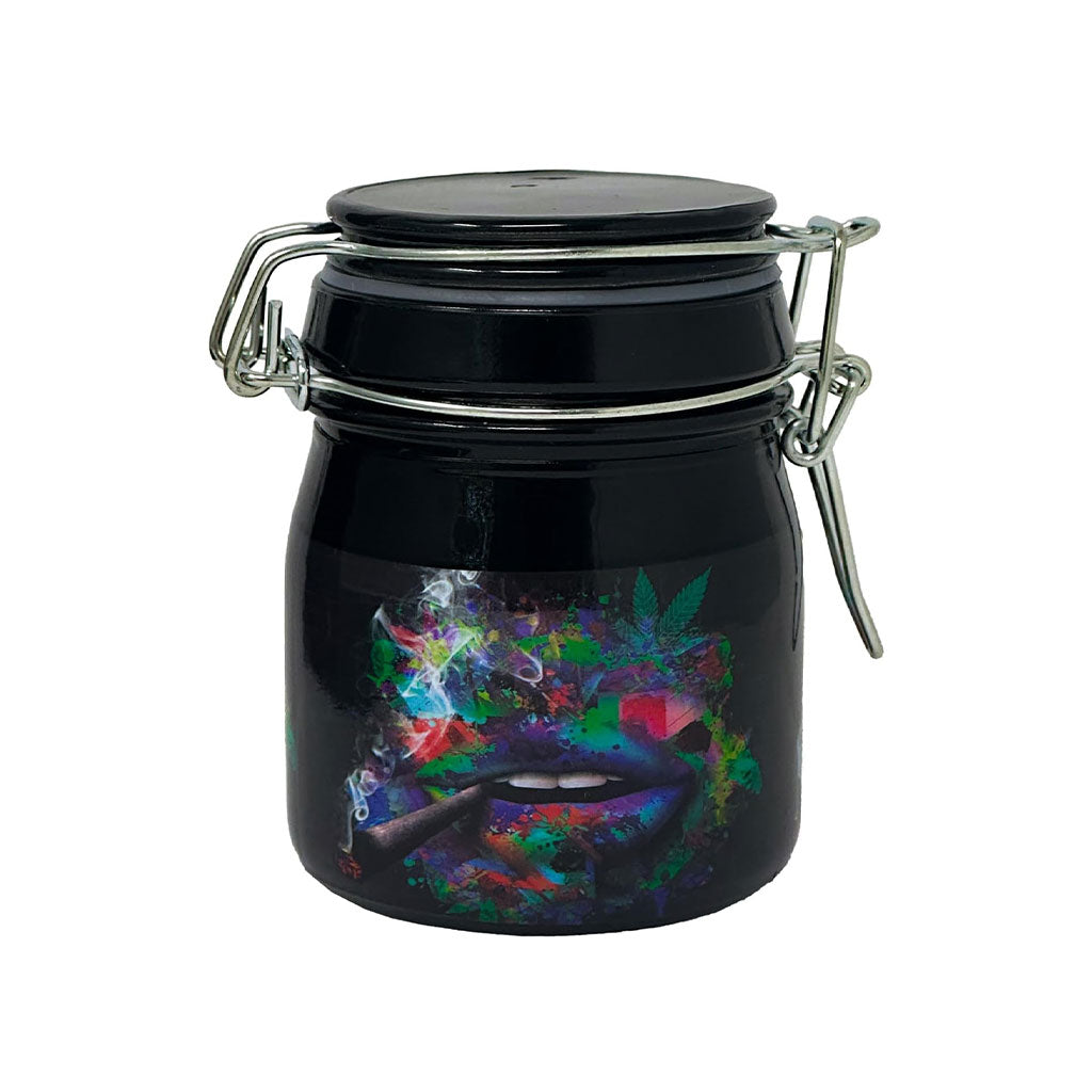 TRIPPY LIPS CLAMPING LID STORAGE JAR — Bong Outlet.Com