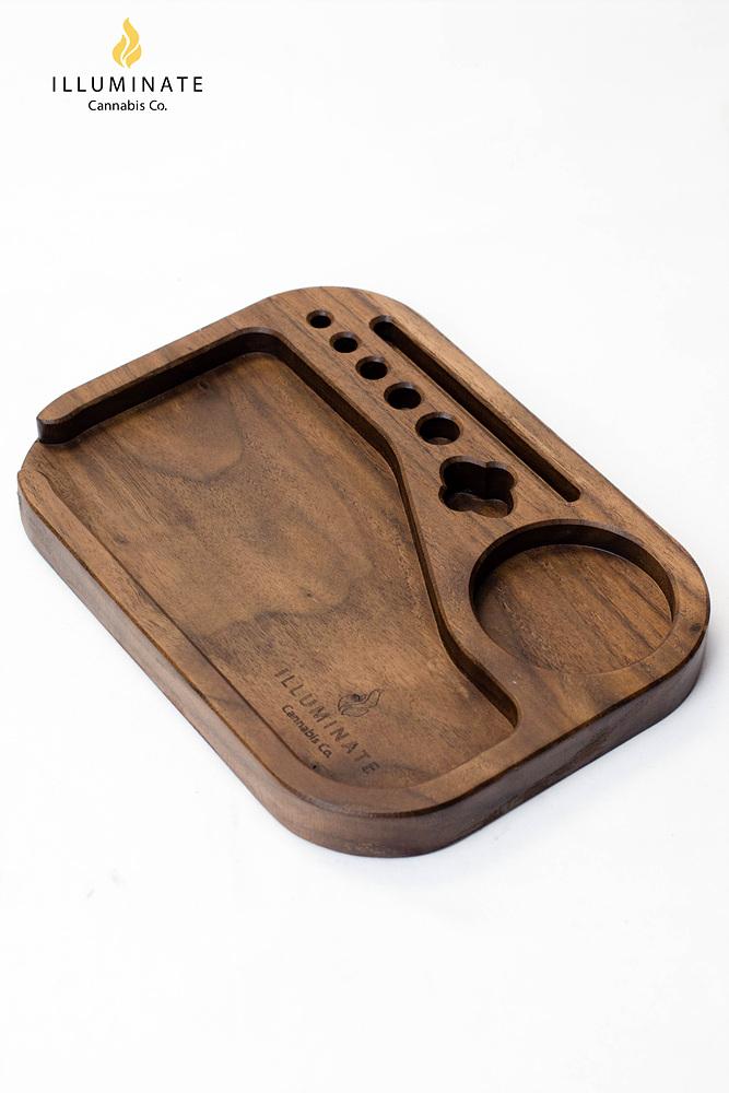 Walnut compact rolling tray — Bong Outlet.Com